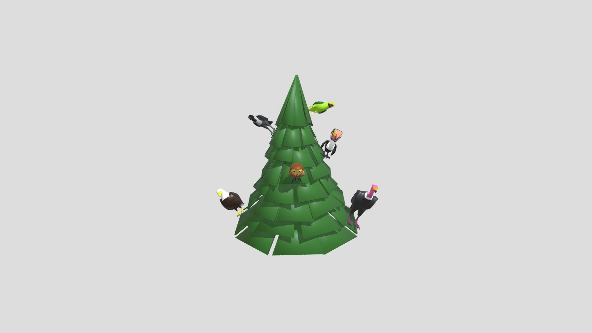 Owl Toucan Parrot Crow Vulture And Eagle On Tree - Download Free 3D ...