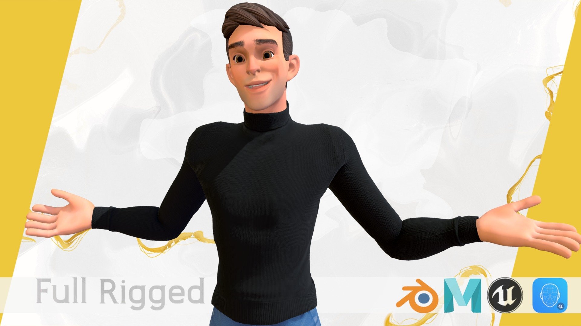 Classic Stylized Male Guy Character - Buy Royalty Free 3D model by ...