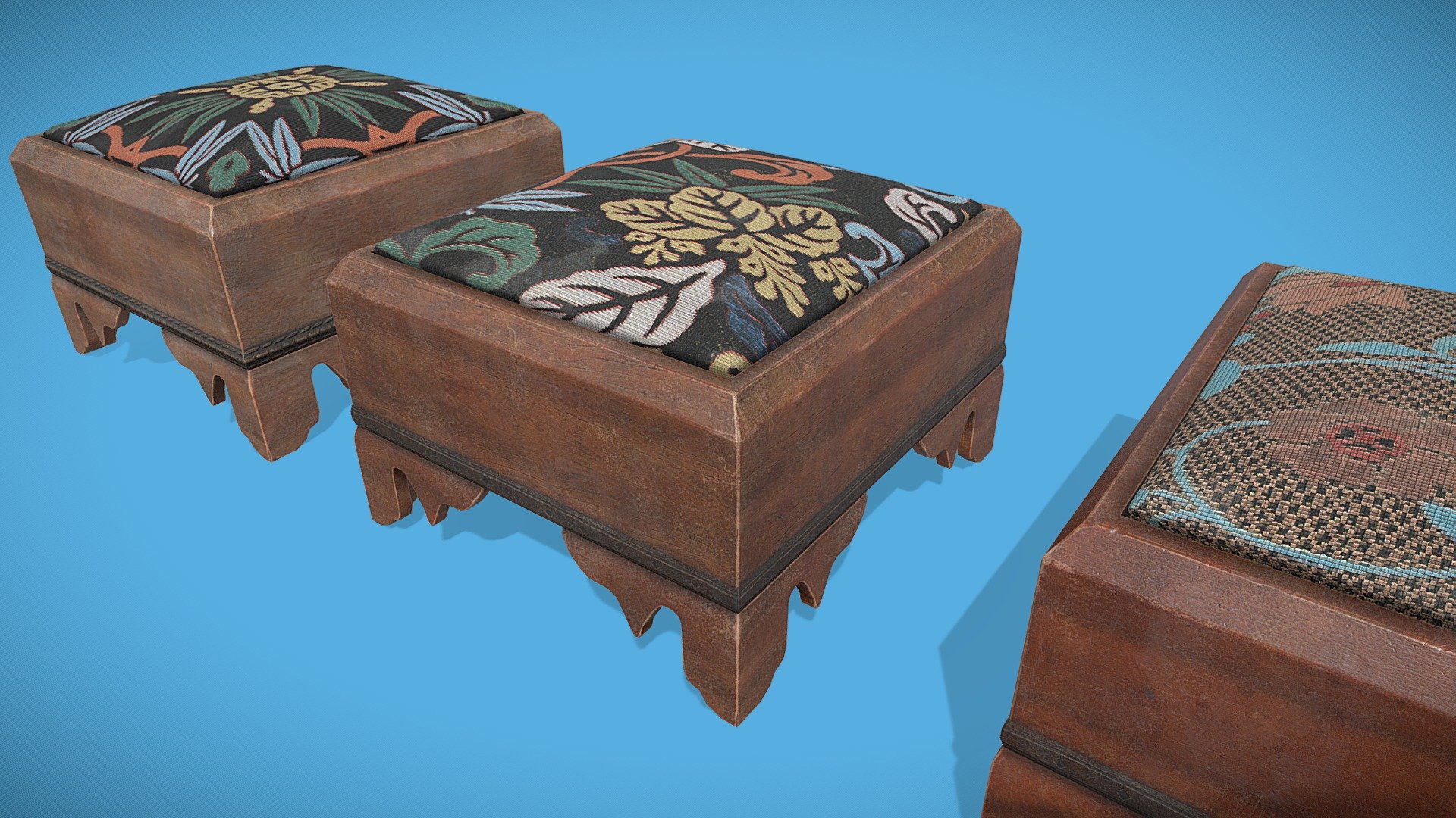 1800s Cushioned Foot Stools - Download Free 3D model by Mad_Lobster ...