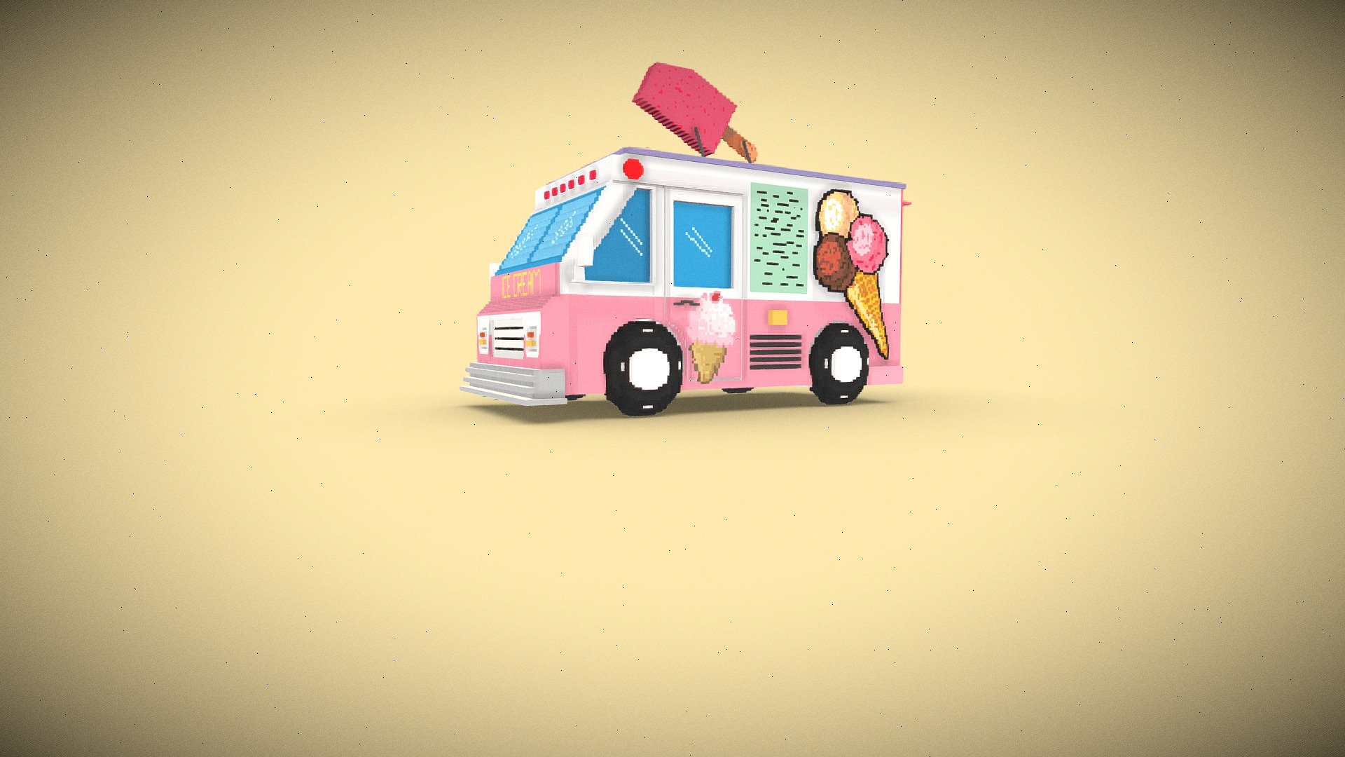 Voxel Ice Cream Truck - 3D model by therustyart [35b9f6a] - Sketchfab