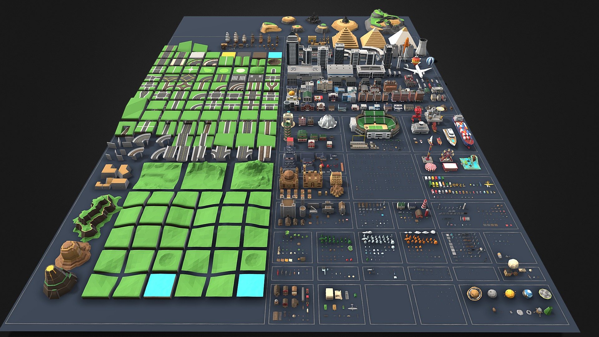 Low-polygon model cartoon building asset package - Buy Royalty Free 3D ...