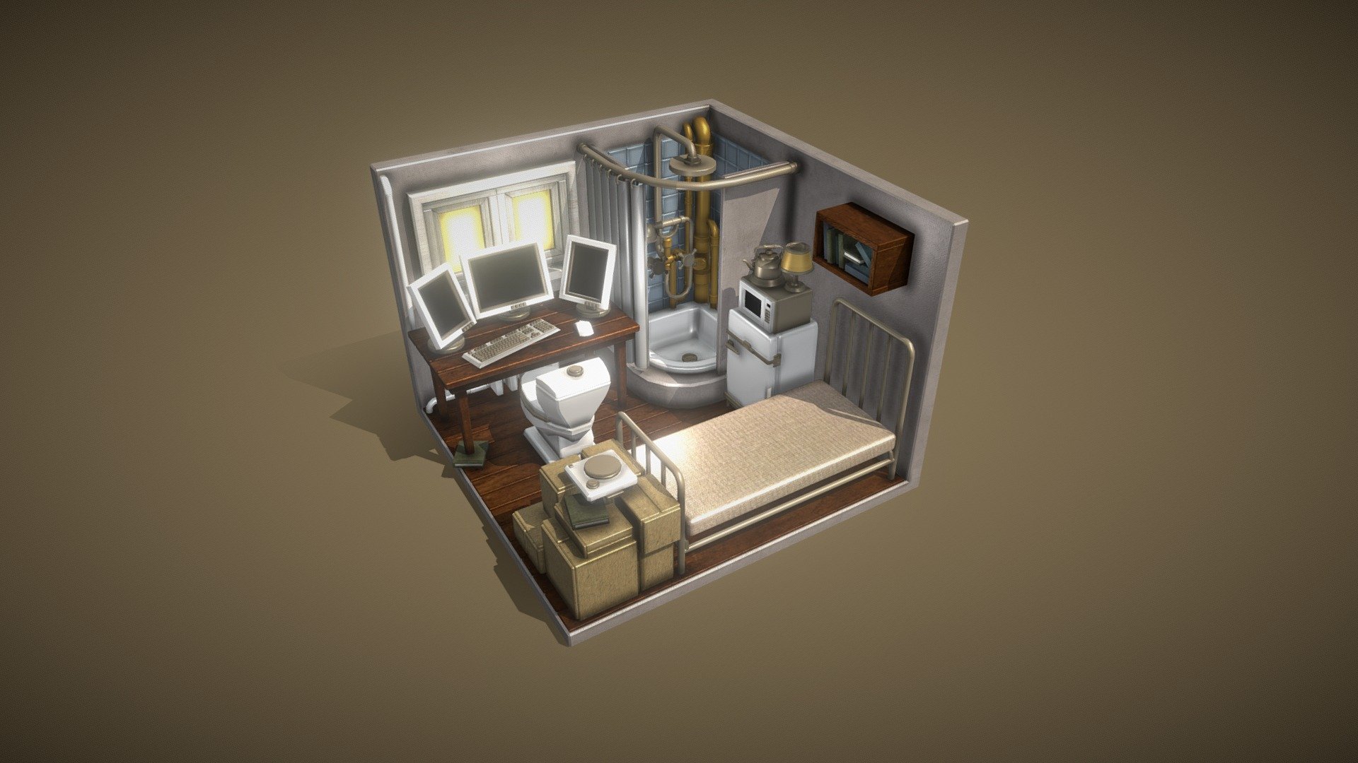 One Room Apartment - 3D model by lion88188 [35cac9a] - Sketchfab