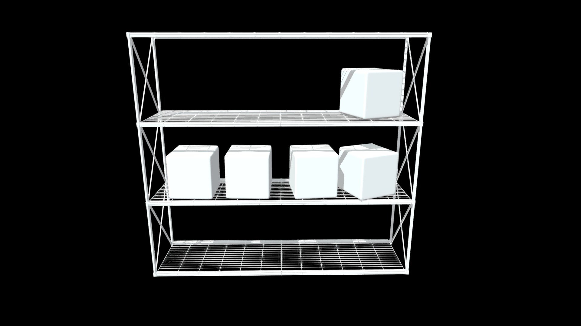 Boxes on Wire Frame Shelf - Download Free 3D model by awkwurdted ...