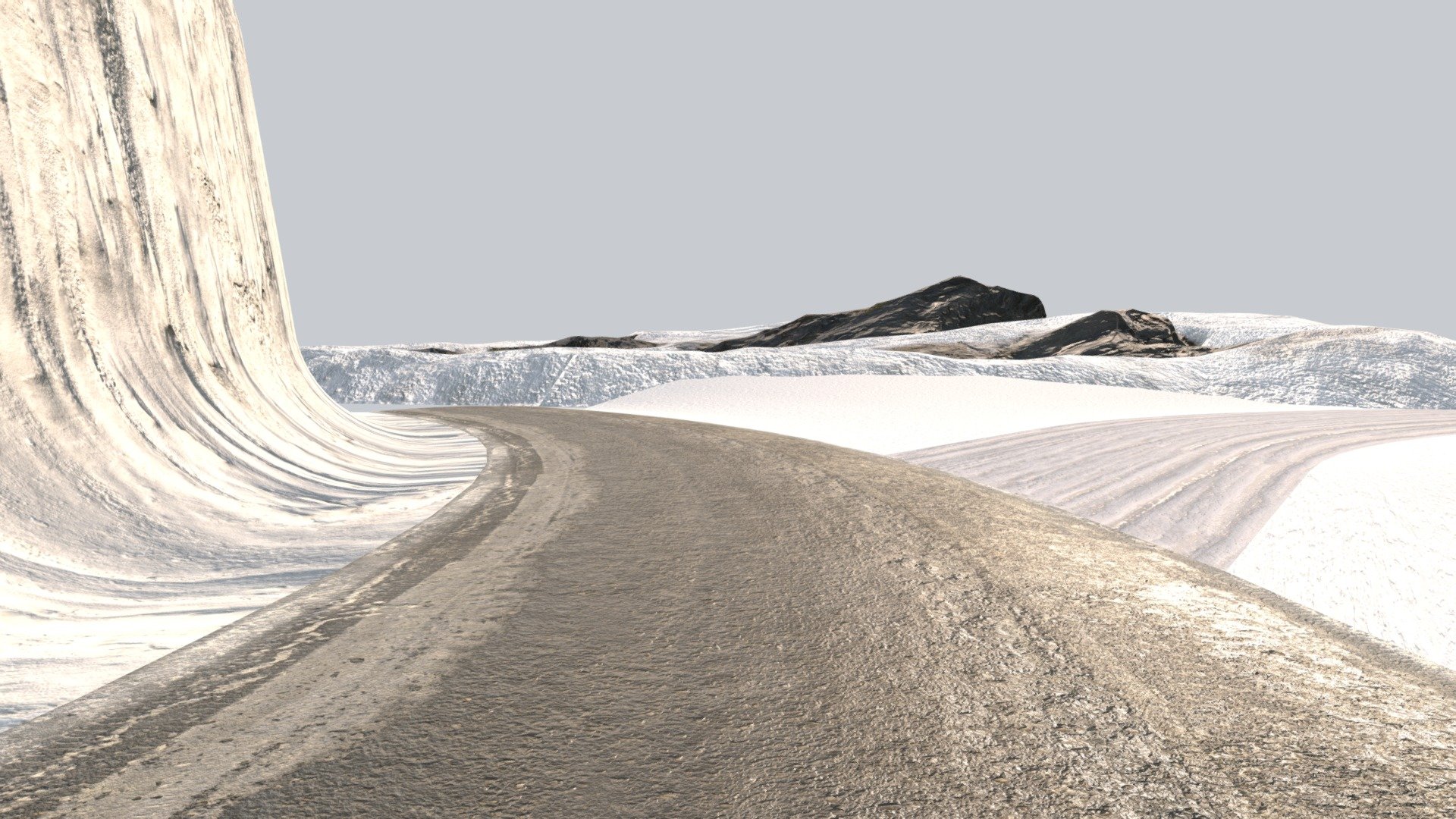 American Road Snow in Winter - Download Free 3D model by jimbogies ...