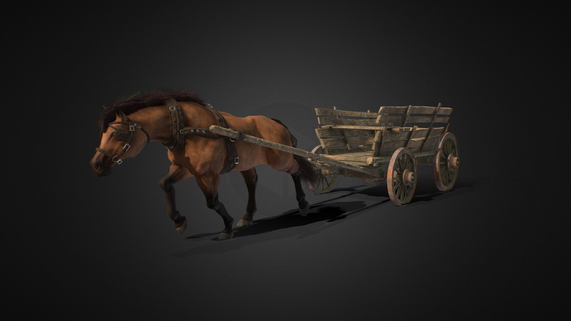 Dray with Horse - 3D model by evilvoland [3619576] - Sketchfab