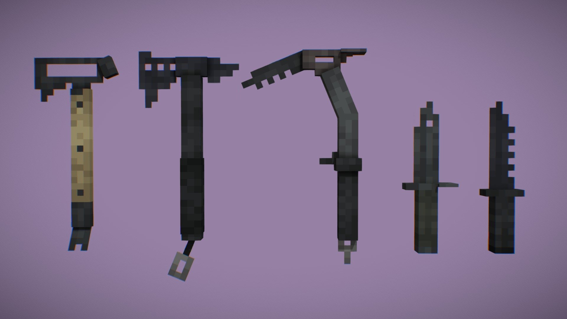 Melee pack | Minecraft - 3D model by Arkharov (@arkharovz) [361bb75 ...