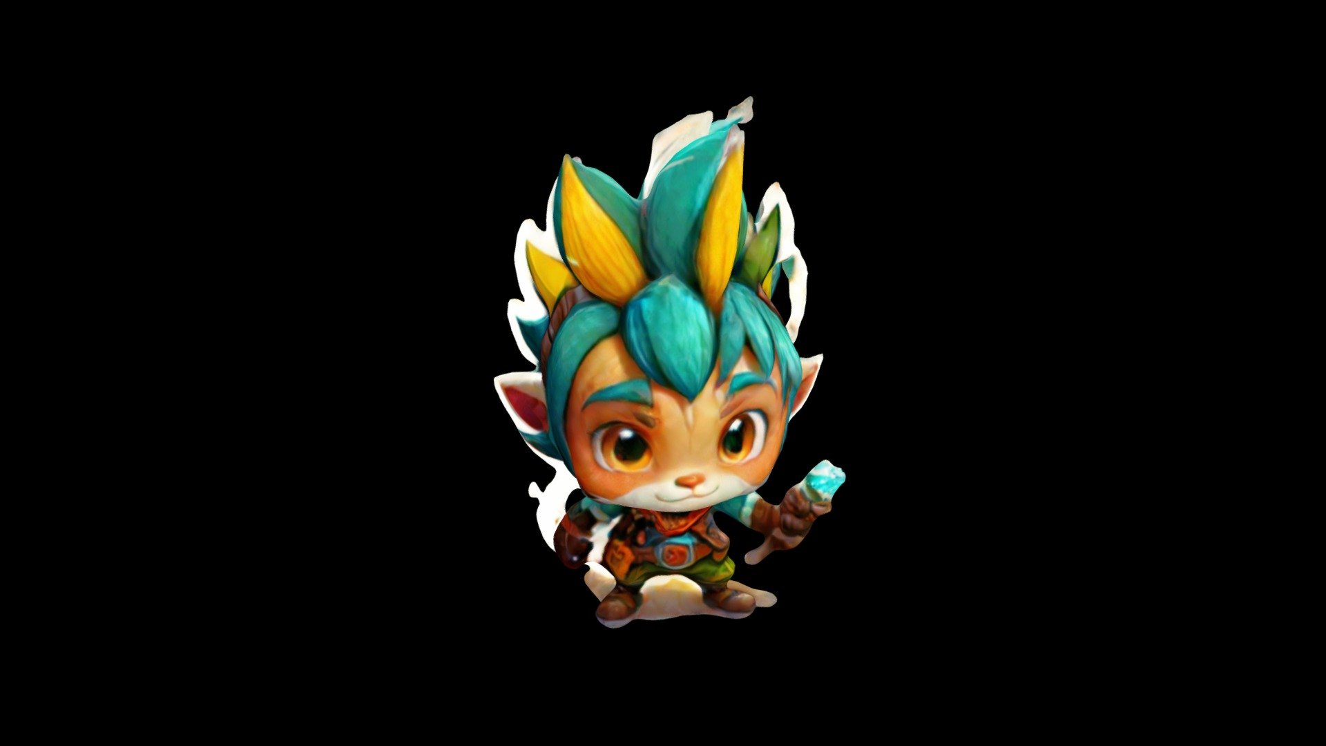 a blue and green elven character holding a cryst - Download Free 3D ...