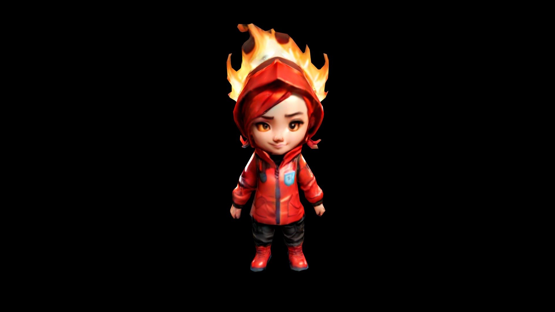"Charming Little Girl with Red Hair and Hood on - Download Free 3D ...