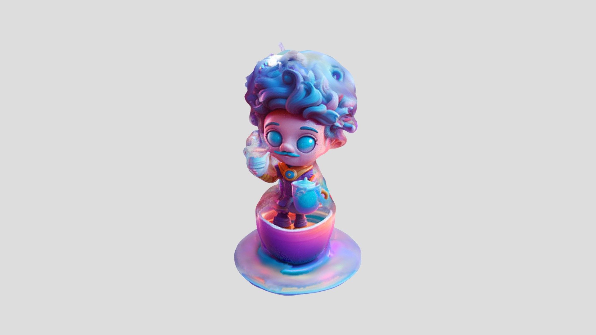 Cute cartoon figure with a cup of coffee A sm - Download Free 3D model ...