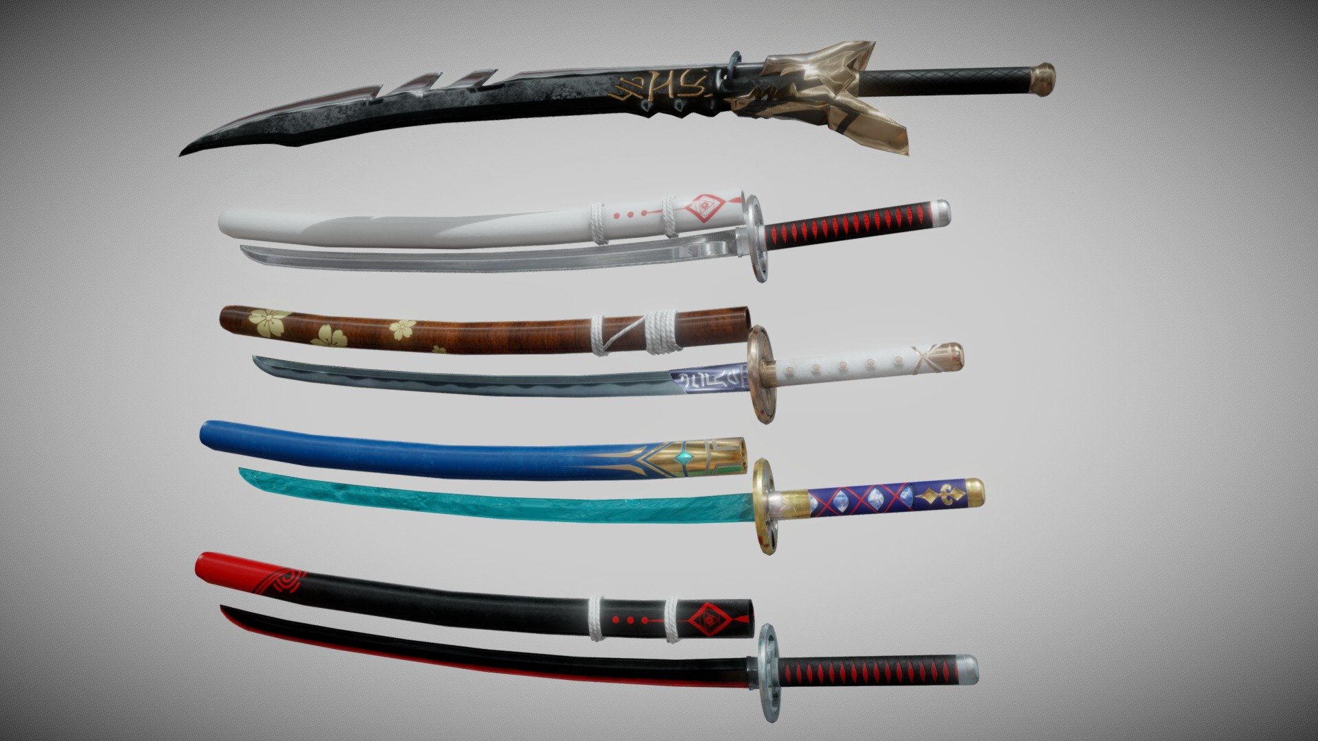 Legendary Katana Pack + Great Sword - 3D model by Vadoz [363c966 ...
