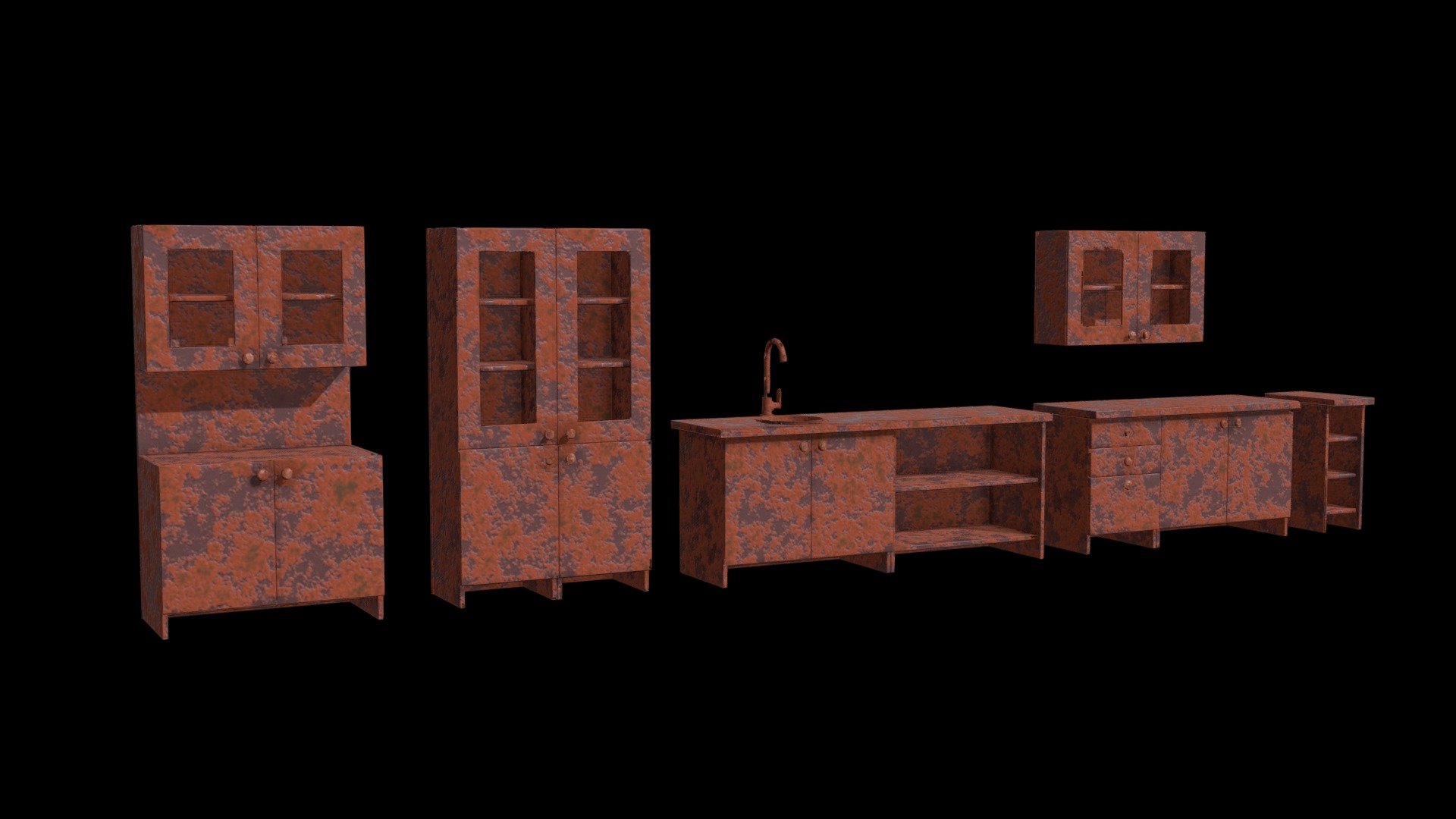 Rusted Grungy Kitchen Cabinets (Modular) - Download Free 3D model by ...