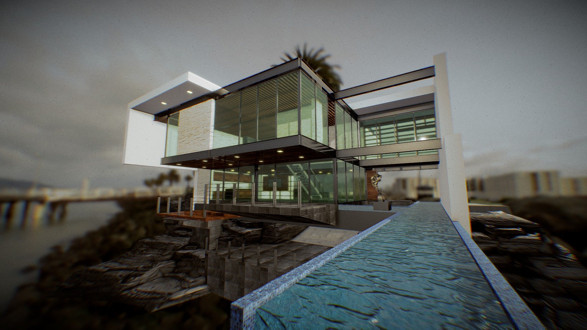 Modern House In a Rocky Cliff - Buy Royalty Free 3D model by Cg Stuff ...