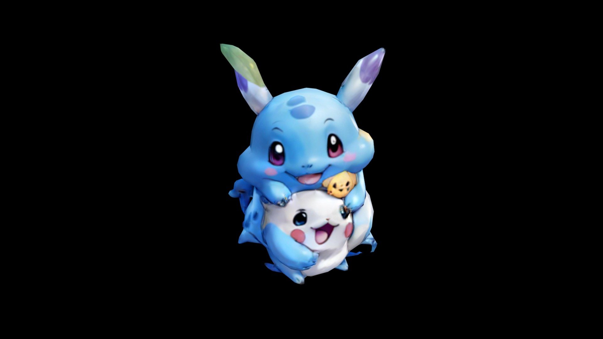Blue and White Pokemon Cuddling Delightful sce - Download Free 3D model ...