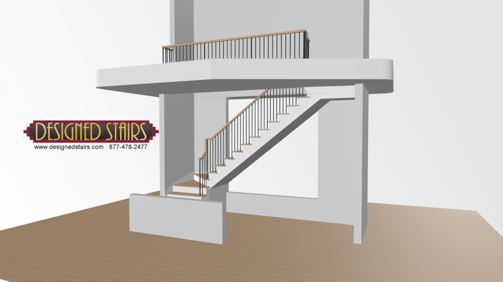 54449 back stairs, metal newels revision 6-11-24 - 3D model by ...
