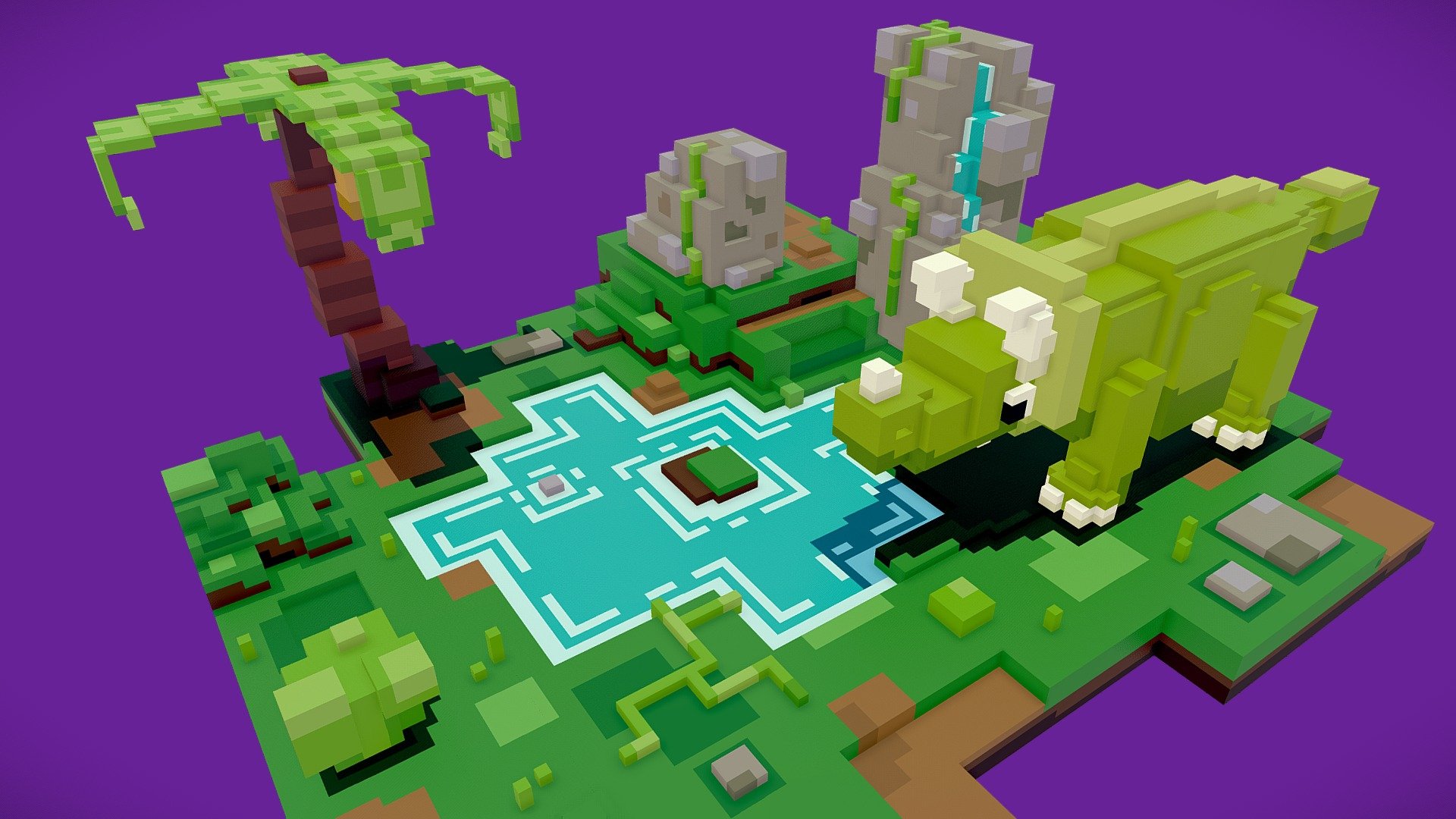 Voxel Dino in the Jungle - 3D model by GBPierce [365e99c] - Sketchfab