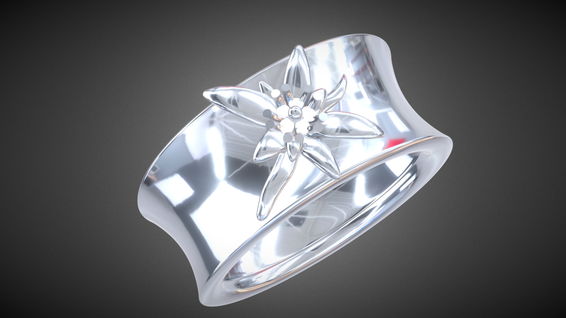 190901 - Bague Edelweiss, Or gris et diamants - 3D model by SARL.POMAR ...