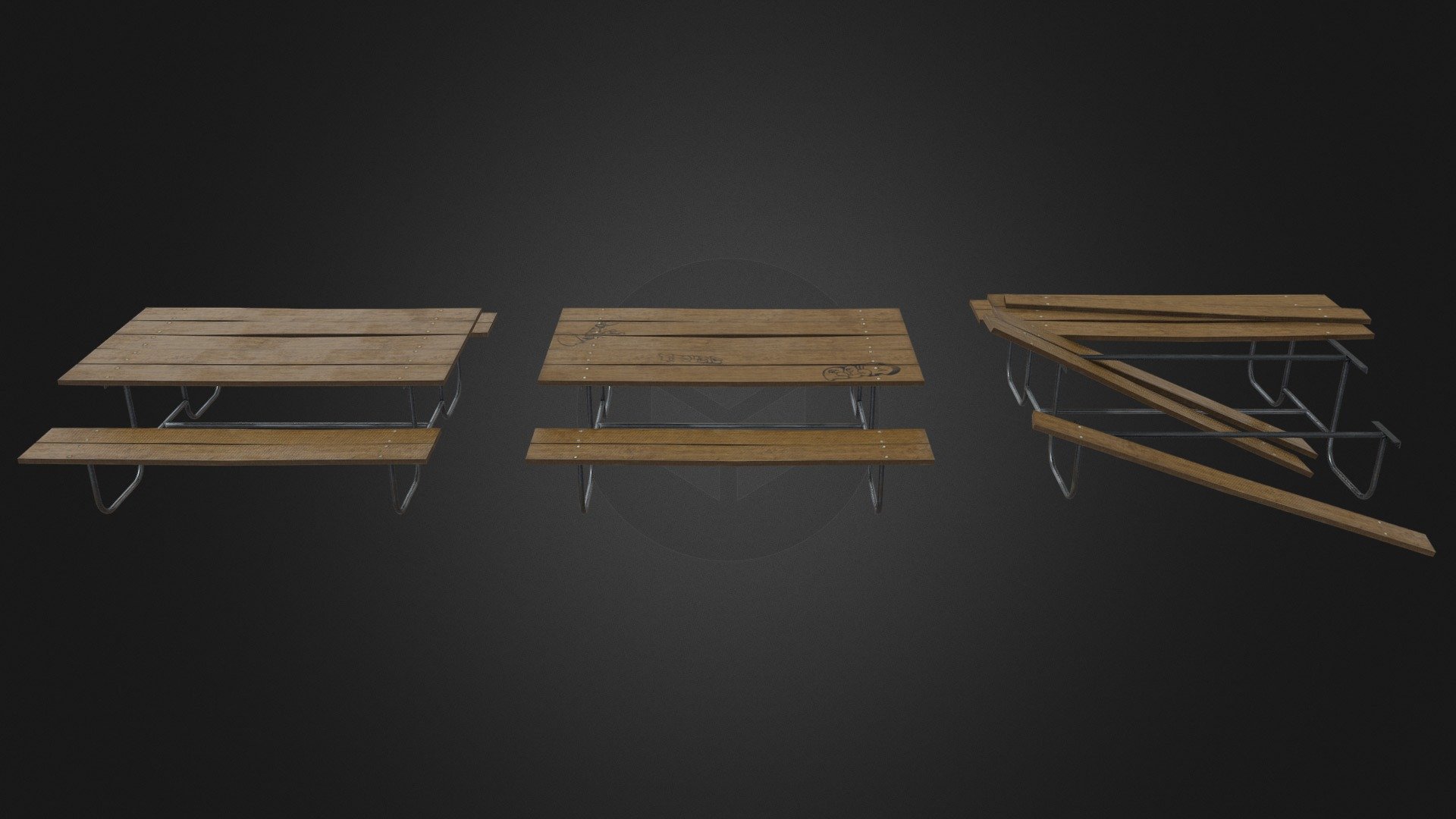 Picnic Table (3 Variations) - Download Free 3D model by Arsen Ismailov ...