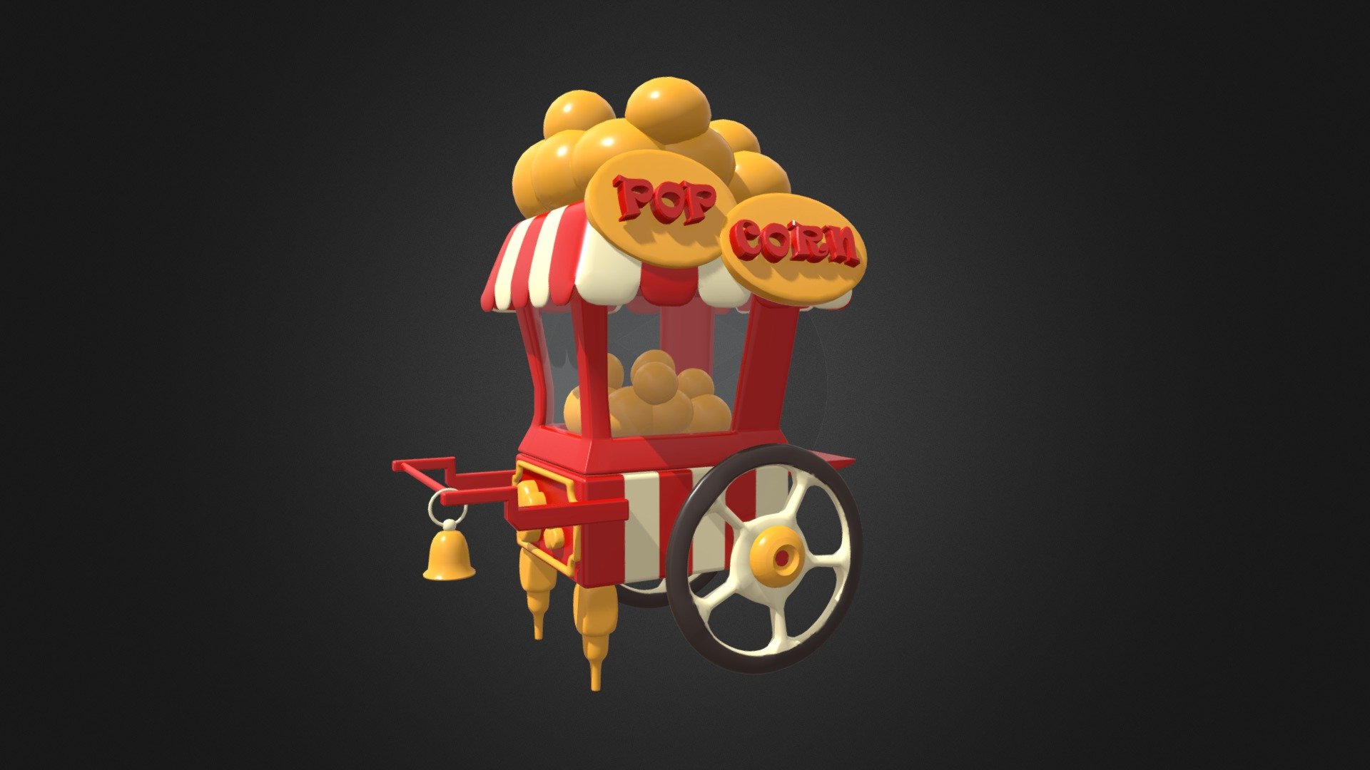 Asset - Cartoons - Food Popcorn Cart - Buy Royalty Free 3D model by ...