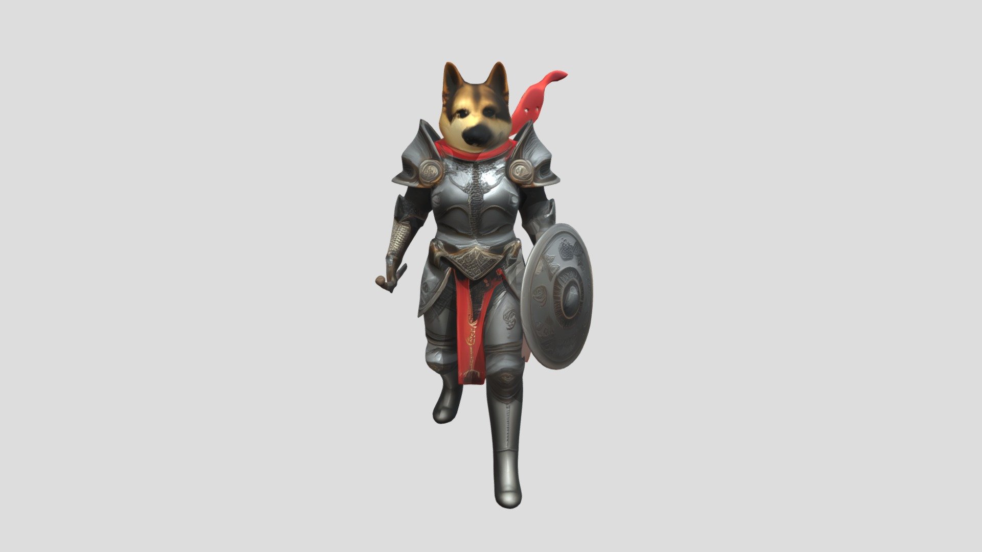 Armored dog warrior with shield - 3D model by r.villas.v01 [3679b4e ...