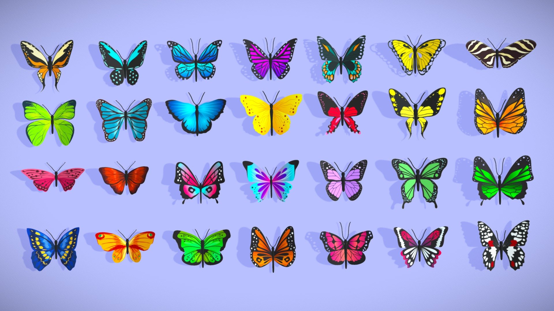 Butterfly Pack (Low Poly) - Buy Royalty Free 3D model by Prisha ...