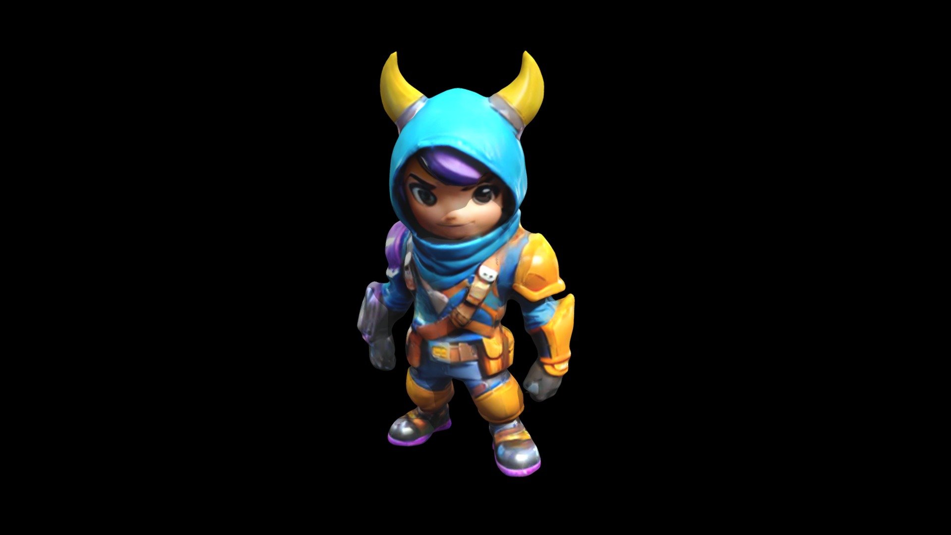 An illustration of a cartoon character in blue, - Download Free 3D ...