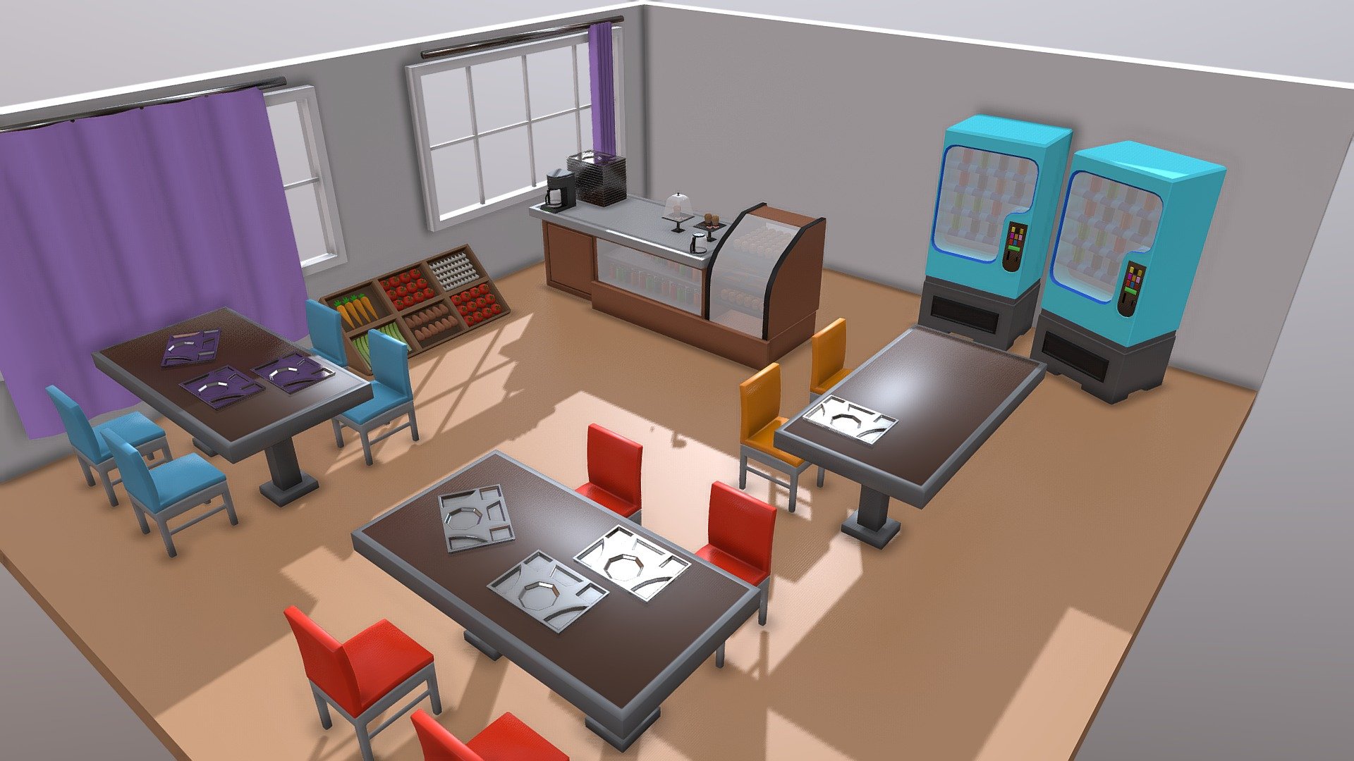 Cafeteria - Download Free 3D model by stylo0 [36c0786] - Sketchfab