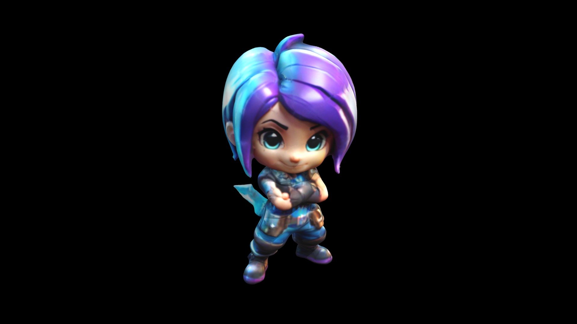 Anime-style female character with vivid purple h - Download Free 3D ...
