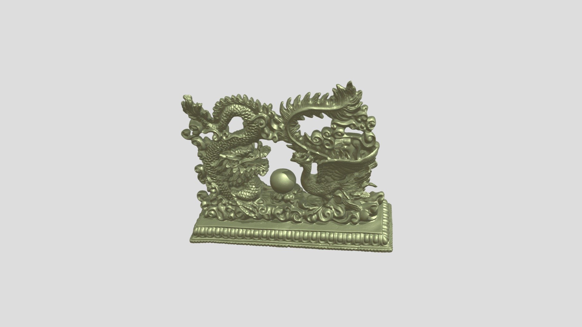 Dragon and phoenix statuette - Download Free 3D model by 1-3D.com ...