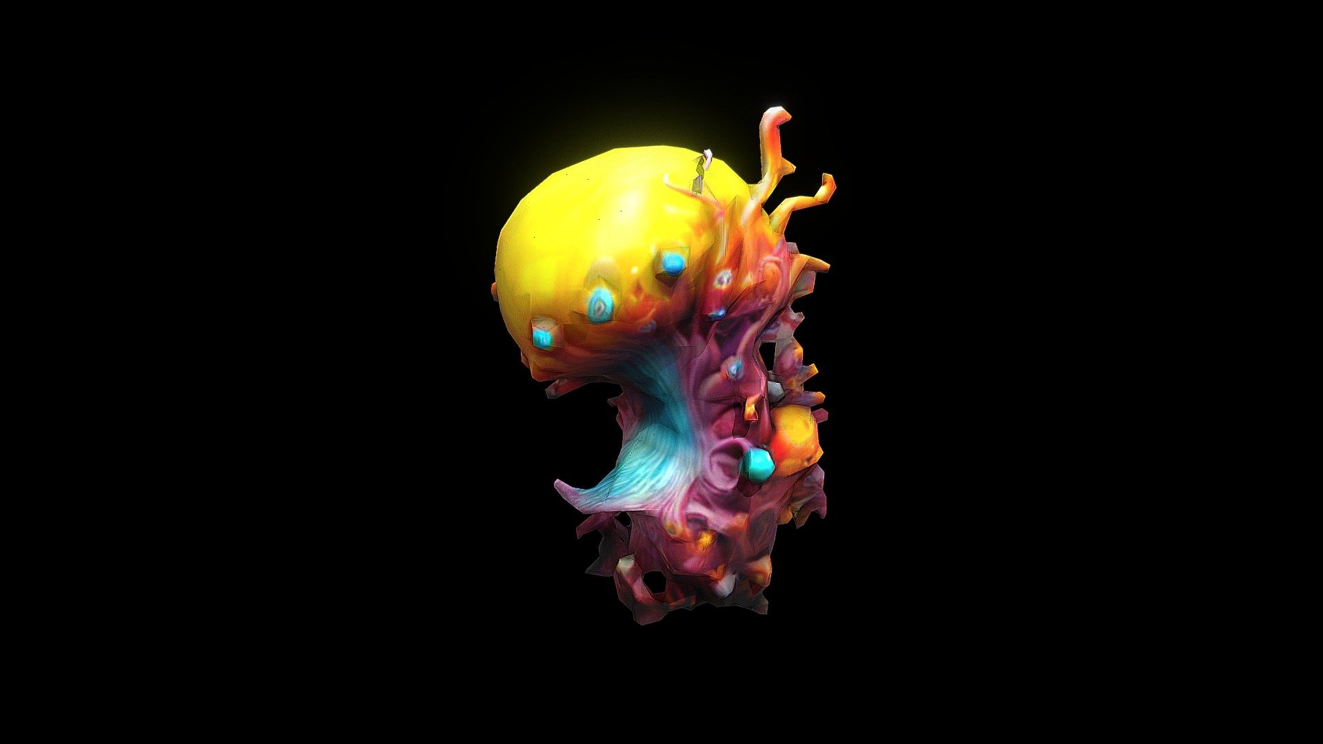 a colorful sculpture with a yellow ball in th - Download Free 3D model ...