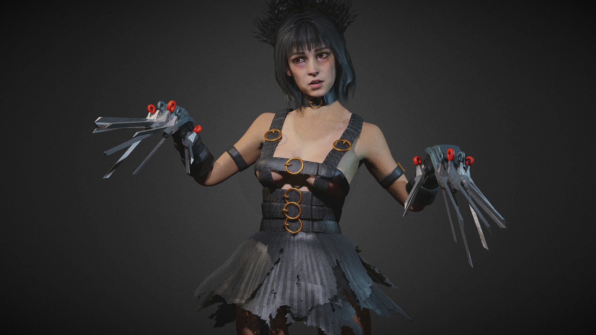 Goth Scissors Girl V2 - Buy Royalty Free 3D model by Cg Stuff (@bokeh) [36f3a69] - Sketchfab Store