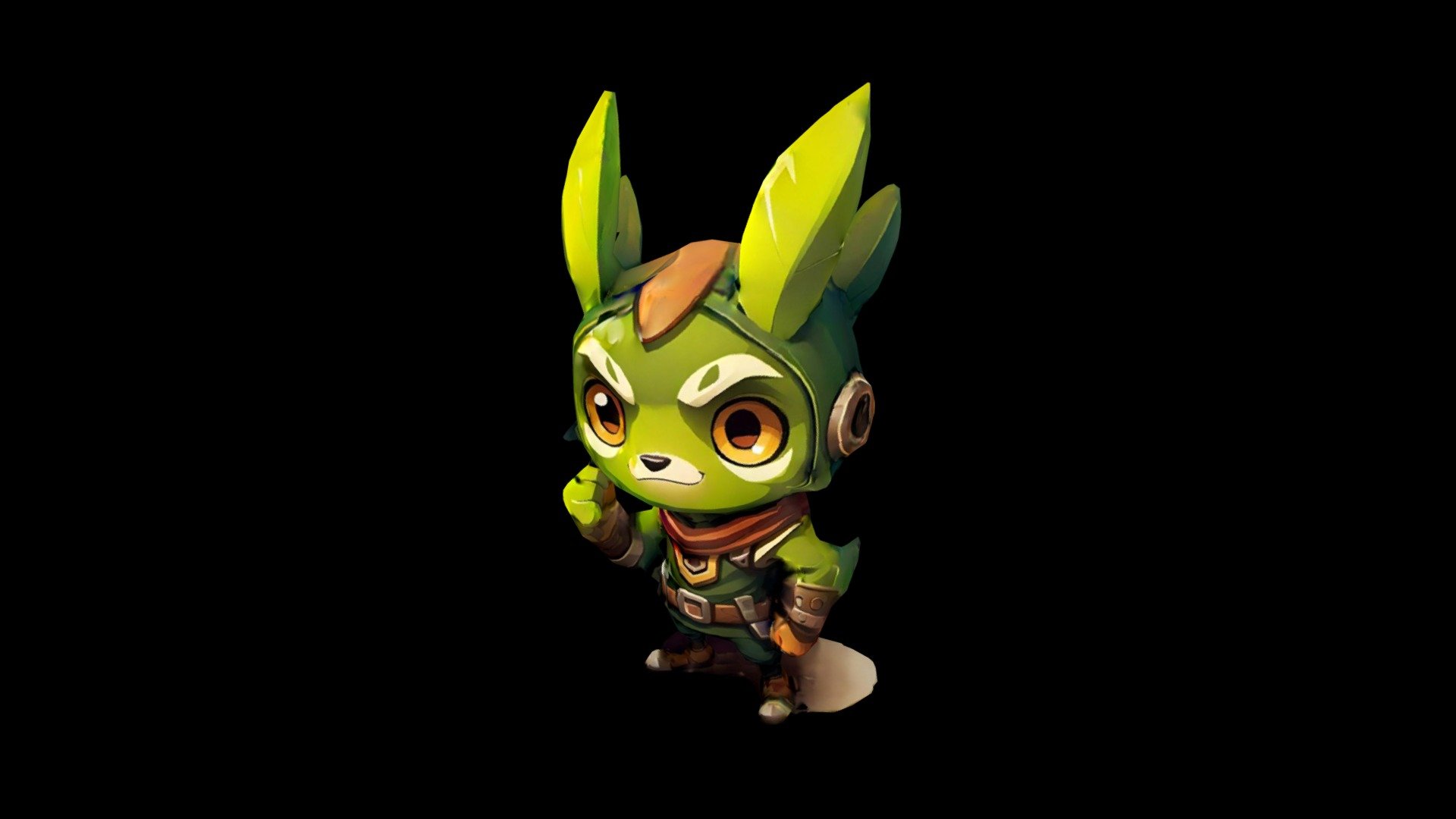 An illustration of a green chibi character with - Download Free 3D ...
