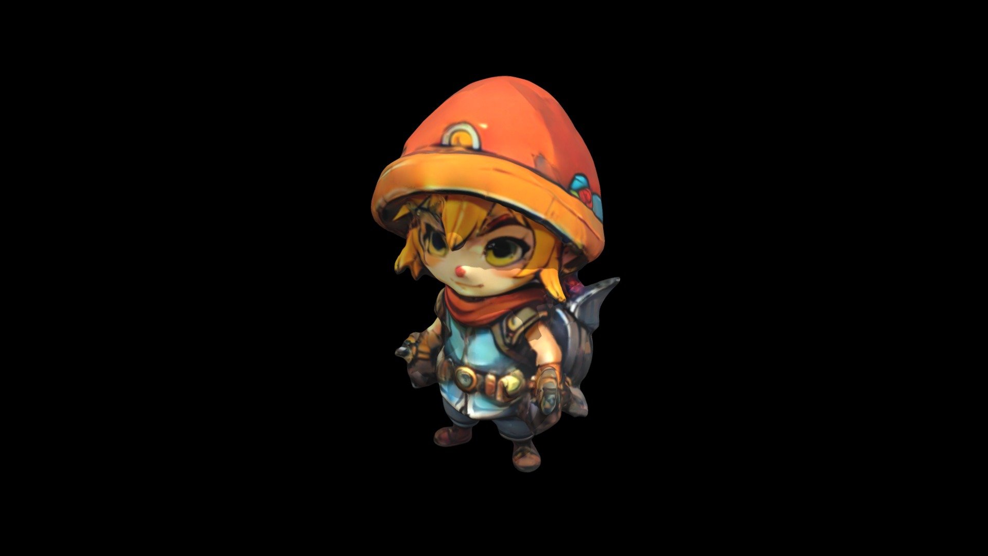 a sticker of a cartoon character with a red h - Download Free 3D model ...