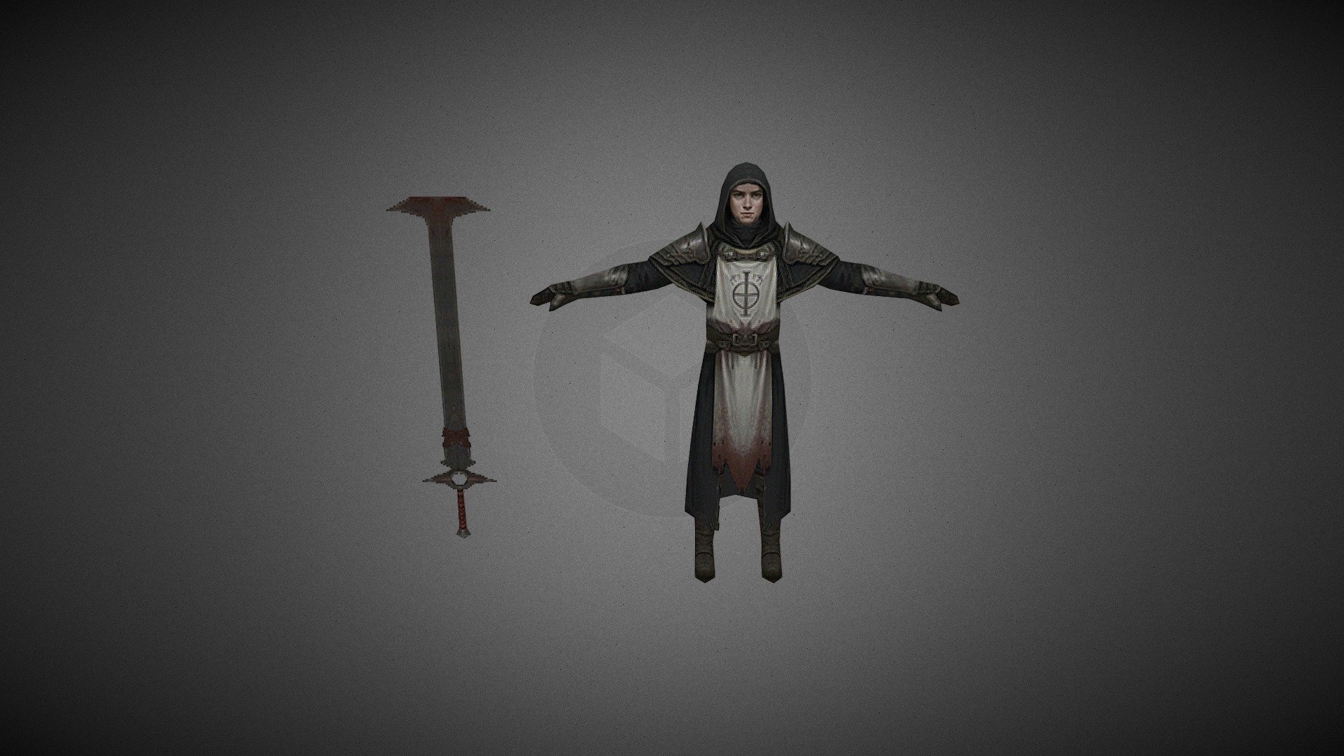 Dark Fantasy Monk | PSX Style Low-Poly - Download Free 3D model by Jim ...