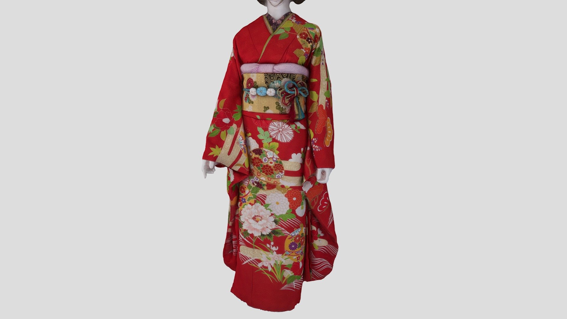Red & Flowers furisode - 3D model by Koto3D Stephane Vogley (@sayavog ...