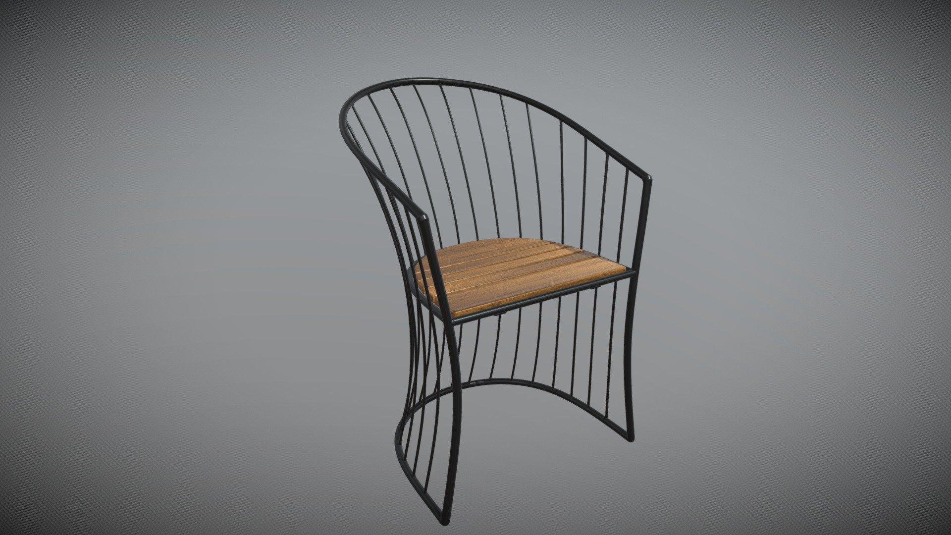 Solid Wood & Wrought Iron Chair – Indoor/Outdoor - 3D model by FaHaD ...