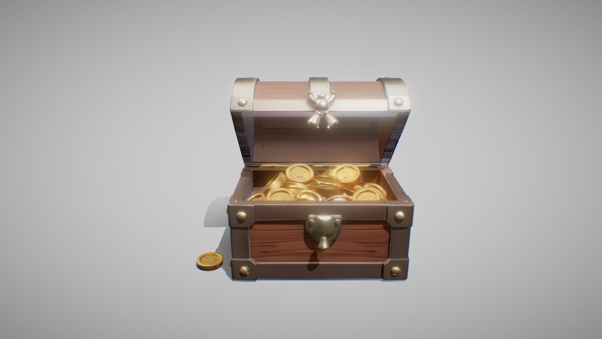 Old chest with gold coins - PBR - Download Free 3D model by ...