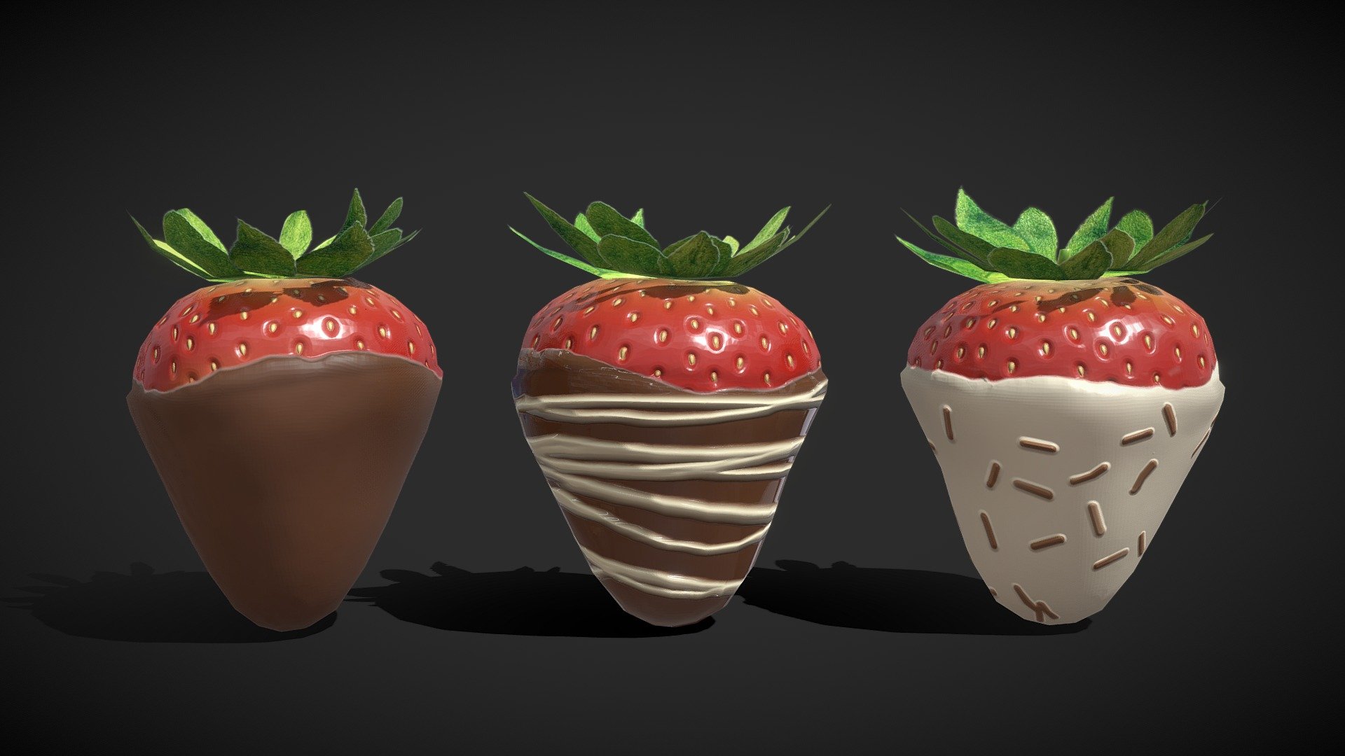 Strawberries in Chocolate - low poly - Buy Royalty Free 3D model by ...