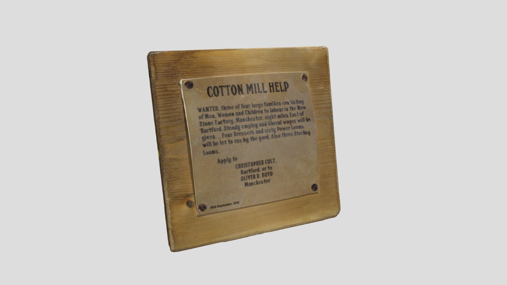 Cotton mill sign - 3D model by Aberdeen City Libraries ...