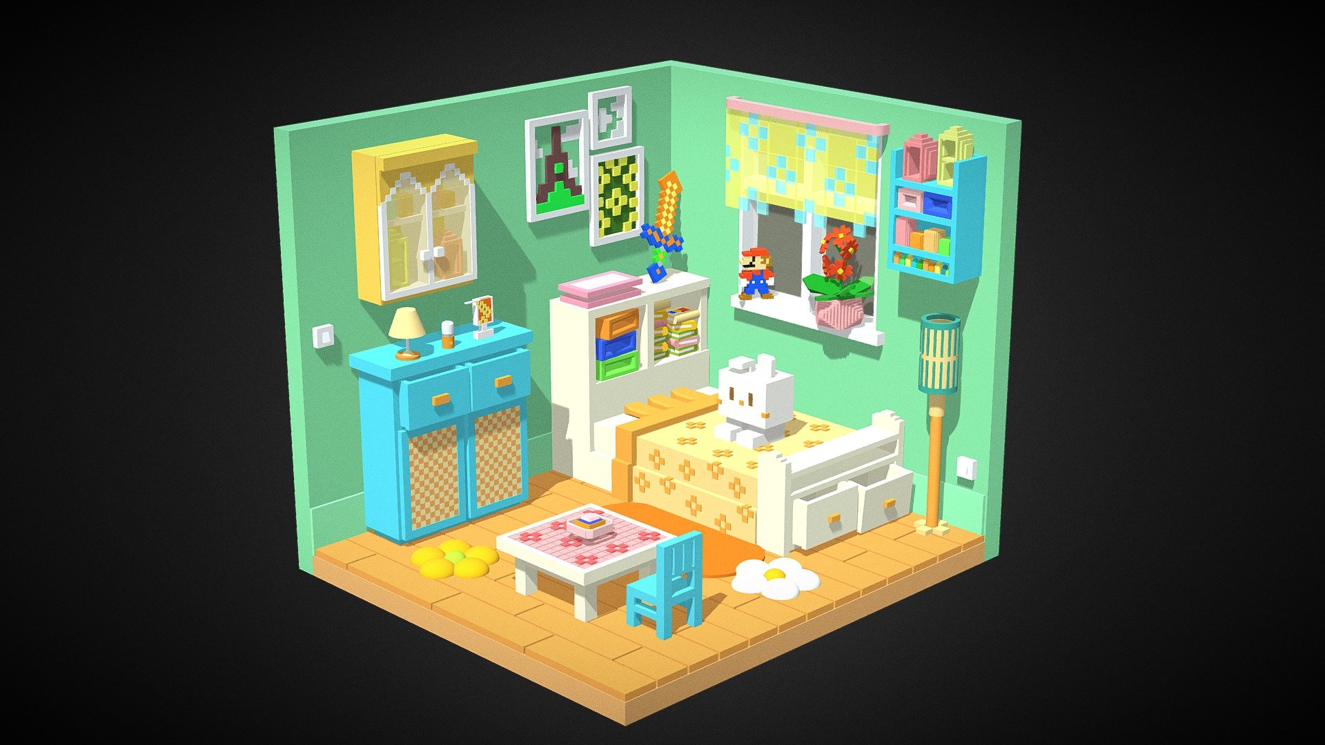 Cartoon Bedroom Download Free 3d Model By Webuild [373d20c