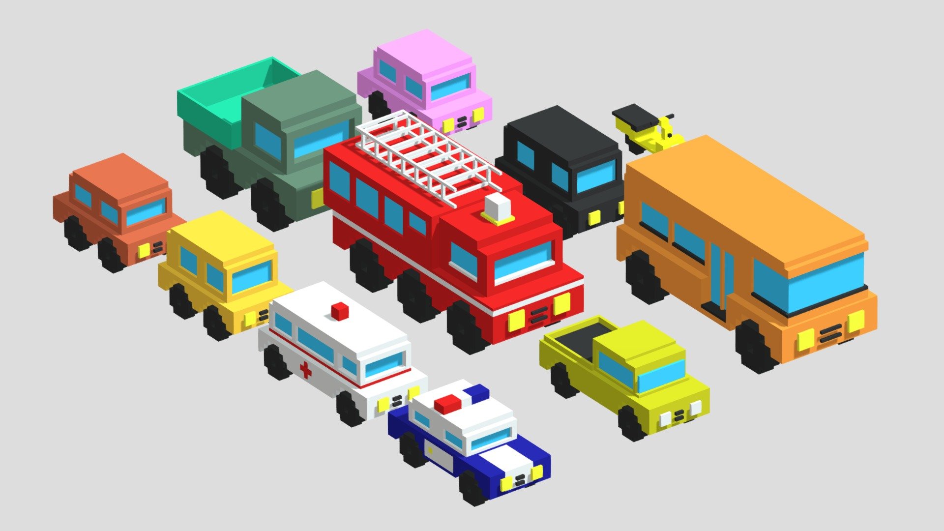 8 bit Vehicles pack - 3D model by Glucka Pixels (@gluckapixels ...