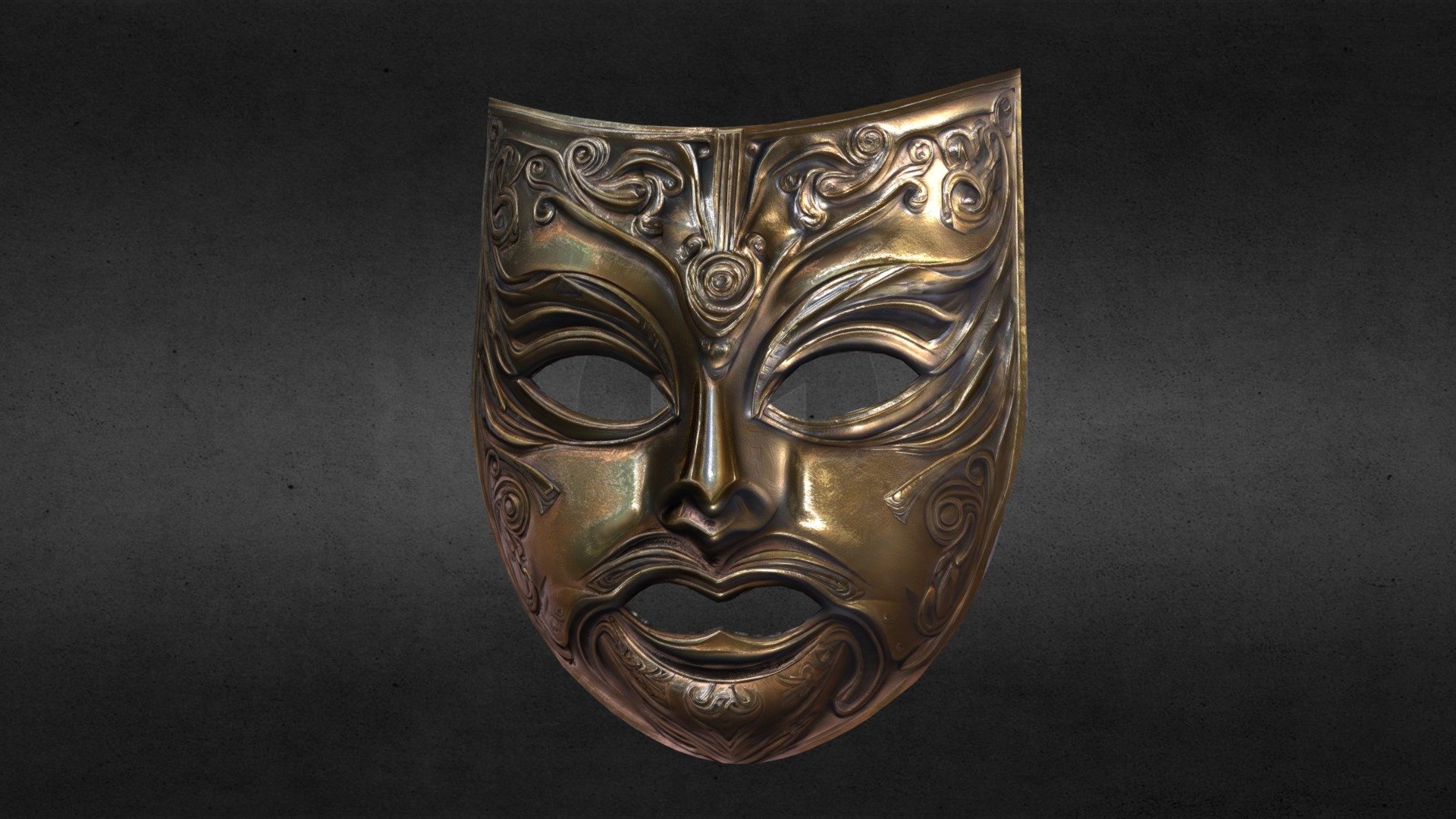 Ancient golden fantasy mask (low-poly) - Buy Royalty Free 3D model by ...