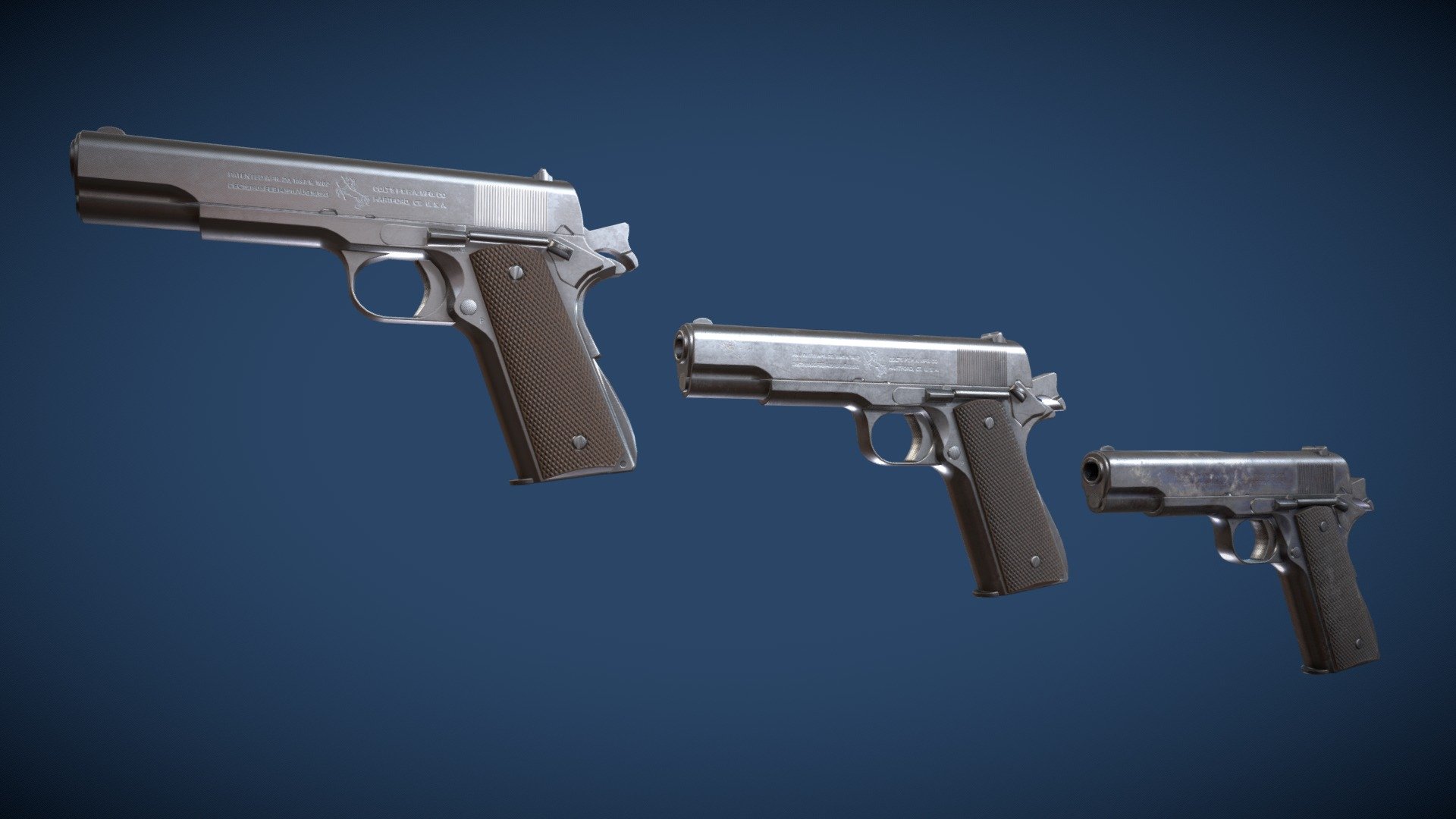 Colt 1911 pistol in 3 types (Rigged LowPoly) - Buy Royalty Free 3D ...