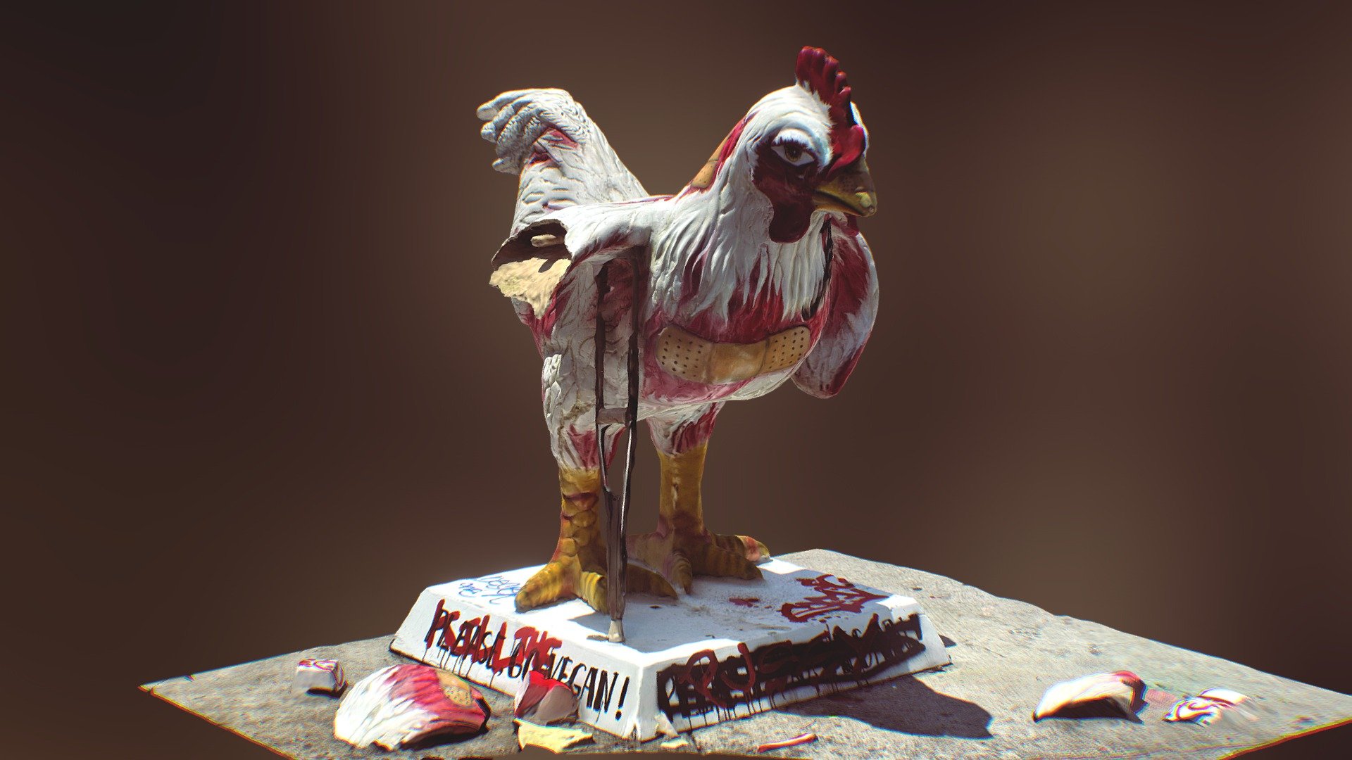 Punk Graffiti Chicken Statue | Urban LA 3D Scan - Download Free 3D ...