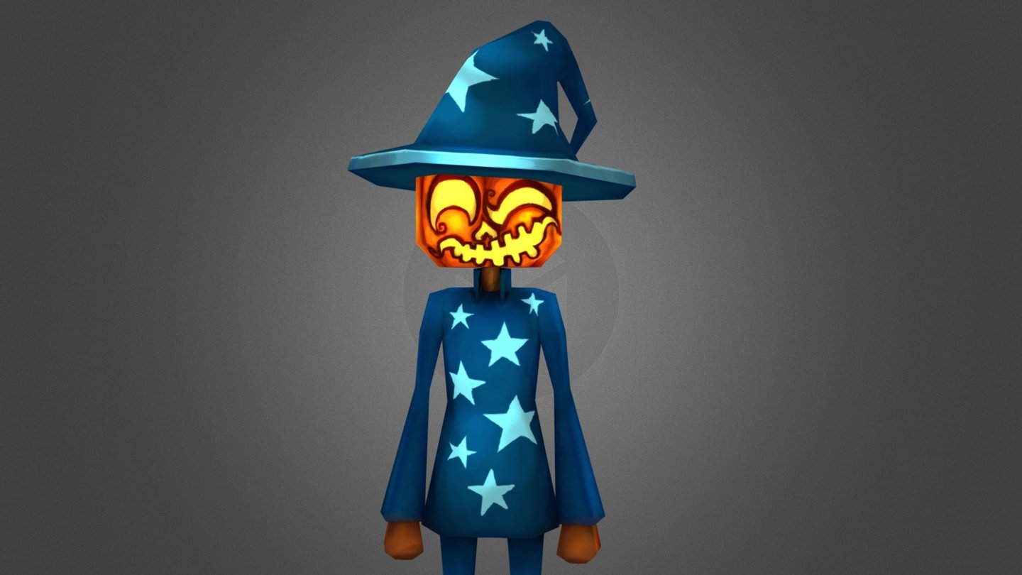 Pumpkin Wizard - Quick Low Poly - 3D model by shane.beucler [37ad1b9 ...