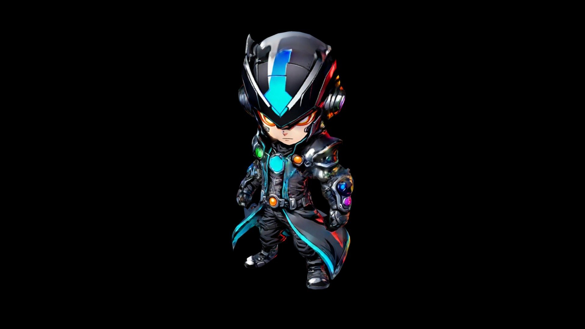 An original character dressed in black armor wit - Download Free 3D ...