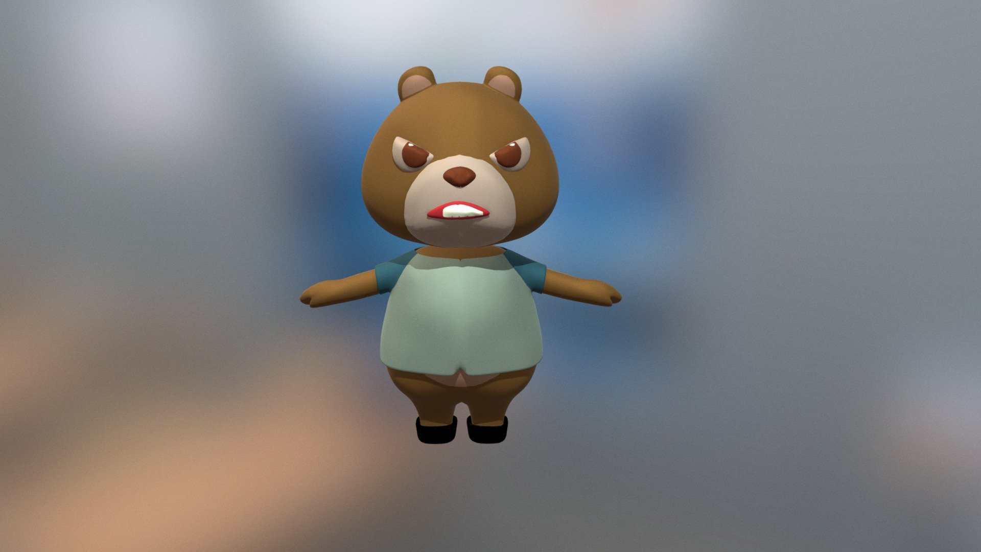 Cute Angry Bear with clothes - 3D model by Himank agarwal ...