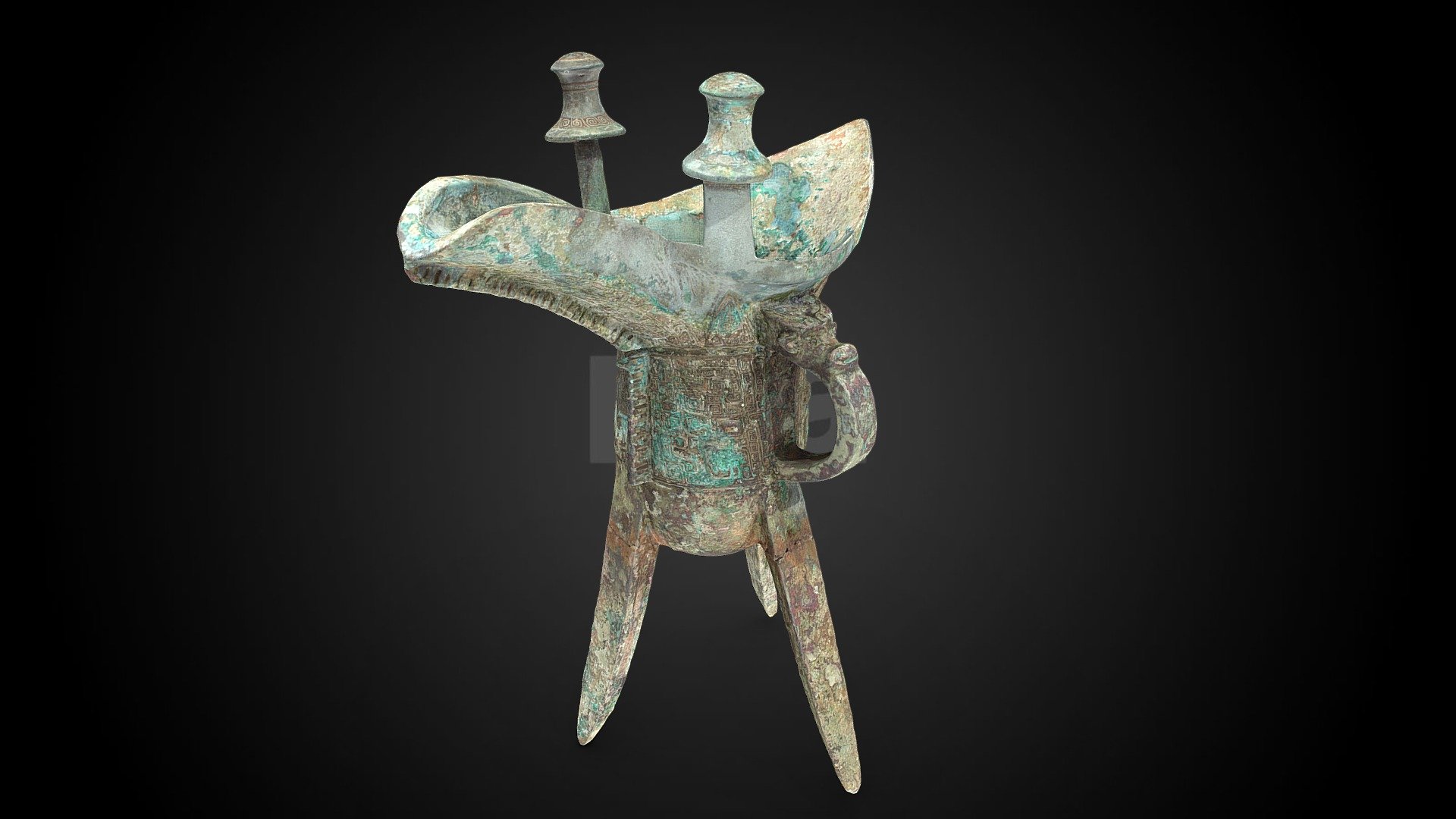 Jue wine vessel, 12th–11th C BCE - Download Free 3D model by ...