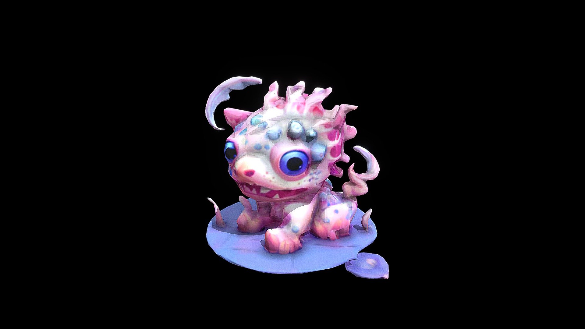 a cartoon illustration of a pink monster with - Download Free 3D model ...