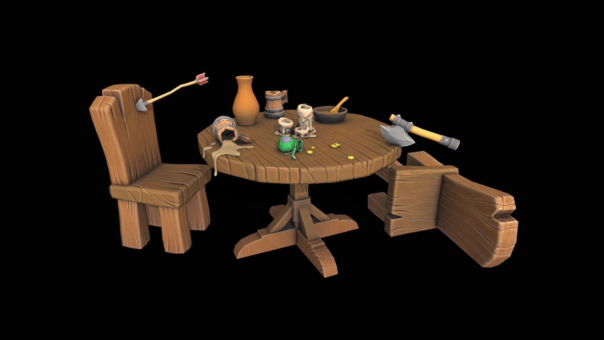 Tavern table - 3D model by ViZahar (@VZahar) [37e4ef9] - Sketchfab