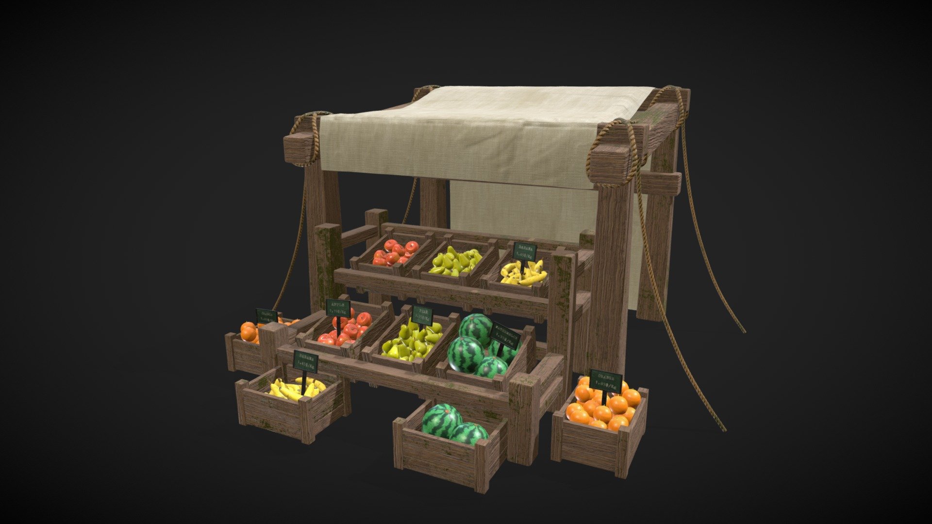 Fruit Stand - 3D model by Tomaster (@tomaaster) [3827f1e] - Sketchfab